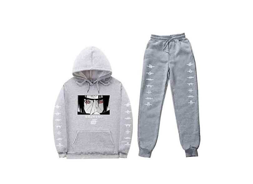 SAFTYBAY Naruto Moletom com capuz e calça de moletom Akatsuki Uchiha ...