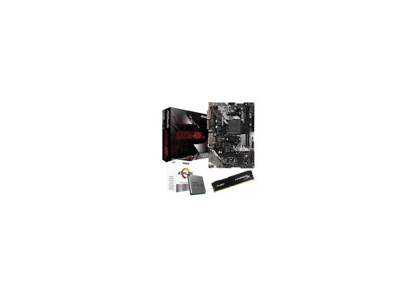 Kit Processador Amd Athon 3000g + Asrock A320 Am4 + 8gb Ddr4 com o ...