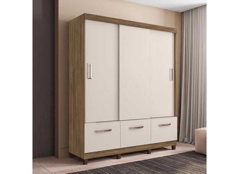 Guarda-roupa Casal Moderno 2 Portas E 3 Gavetas Bege Claro com o Melhor ...