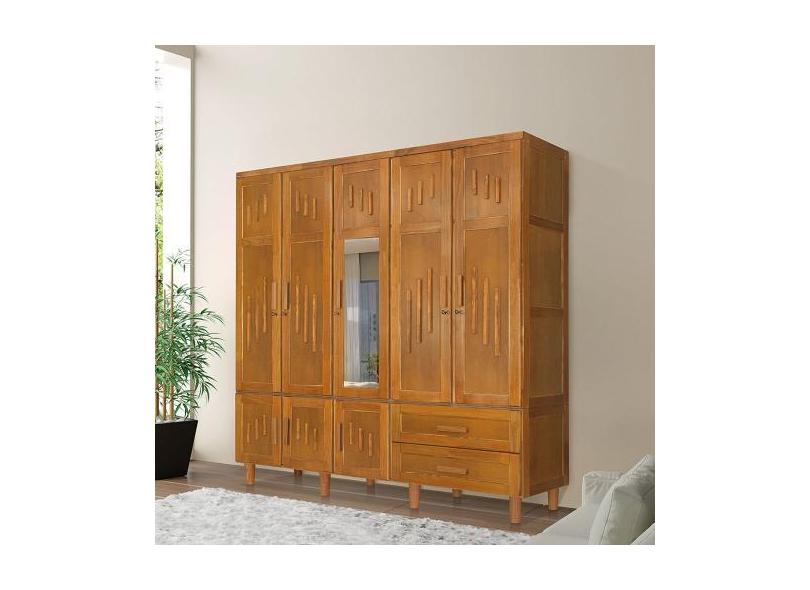Guarda Roupa Em Madeira Maciça 5 Portas 1 Porta Com Espelho Imperatriz ...