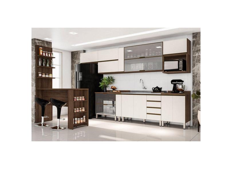 Cozinha Modulada Completa com Tampo 13 Peças Nogueira Dourado com ...