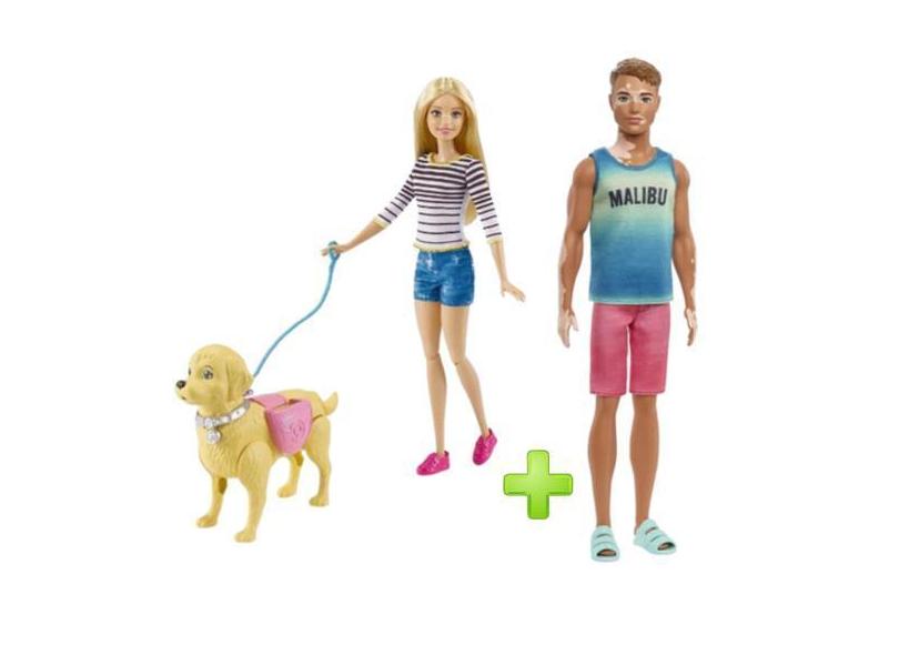 Boneca Barbie Passeio Com Cachorrinho Mattel + Ken Loiro Vitiligo Mali ...
