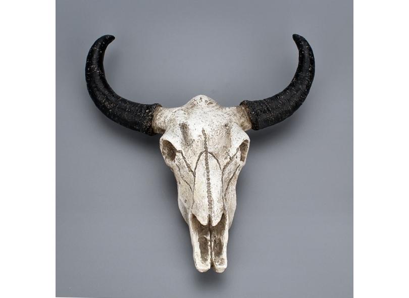 Chifre longo Crânio Resina Boi Escultura Estátua de Caveira Decoração ...