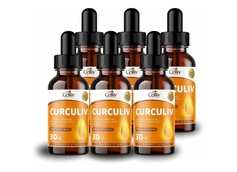 Kit 6 Curcumina Em Gotas Curculiv Cúrcuma E Colágeno Tipo Ii com o ...