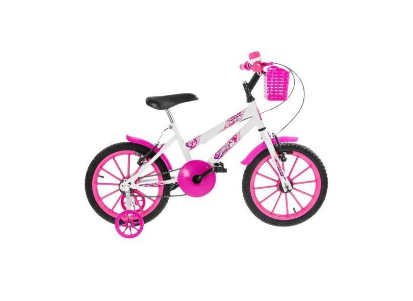 Bicicleta Infantil Ultra Bikes Aro 16 Com Rodinhas Branca E Rosa - Ult ...