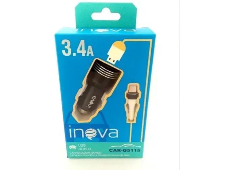 Carregador Veicular Inova CAR-G5115 Saída Tipo C 3.4A Duplo USB com o ...