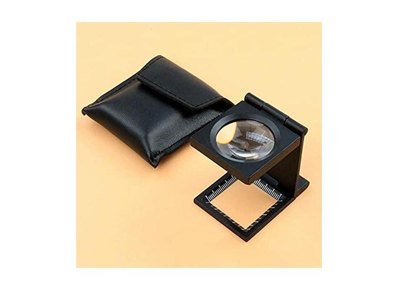 Lupa de vidro dobrável 15x portátil com três dobras metálicas com o ...