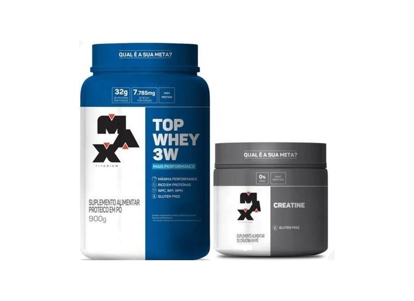 Top Whey 3w 900g Creatina 100g Max Titanium Max Titanium Com O