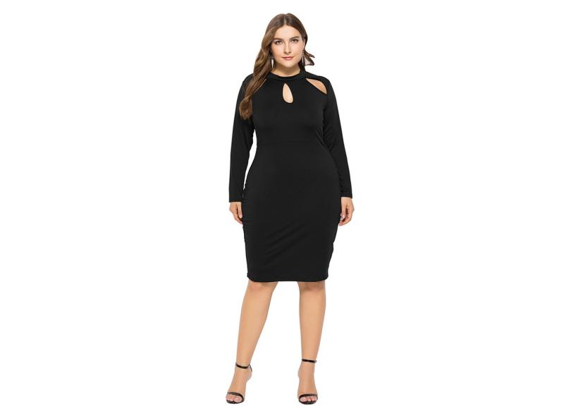Moda Sexy Escavar Vestido De Manga Longa Para As Mulheres Grande