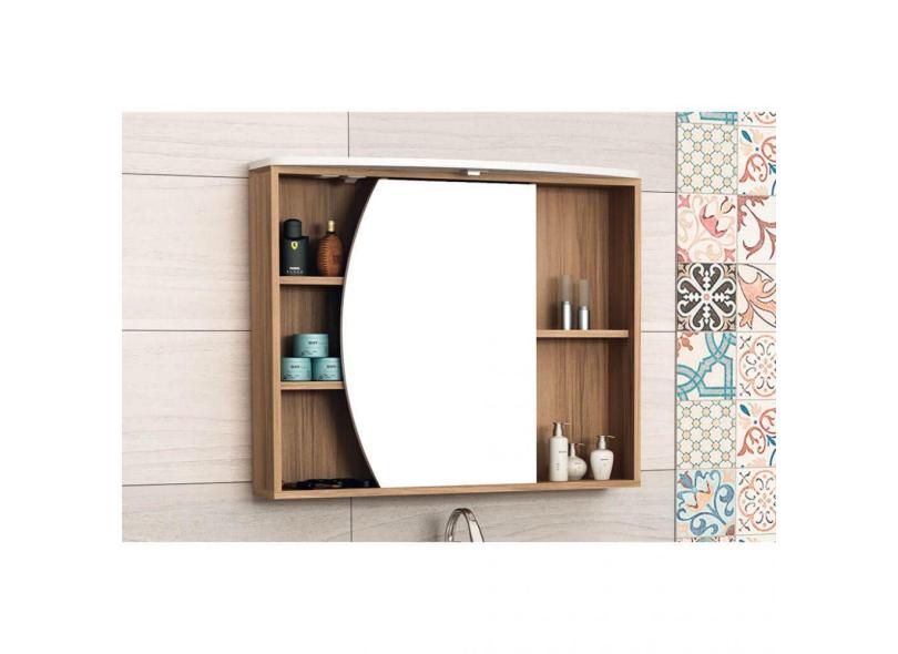 Armário Para Banheiro Com Espelho 80Cm Mdf Nogal/ Bosi em Promoção é no ...