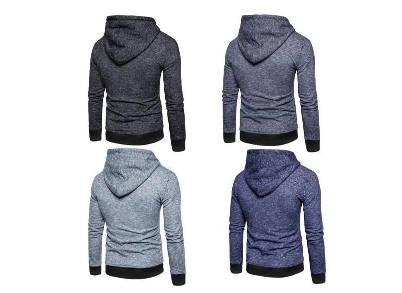 Moletom com capuz masculino com capuz cor sólida moletom mangas ...