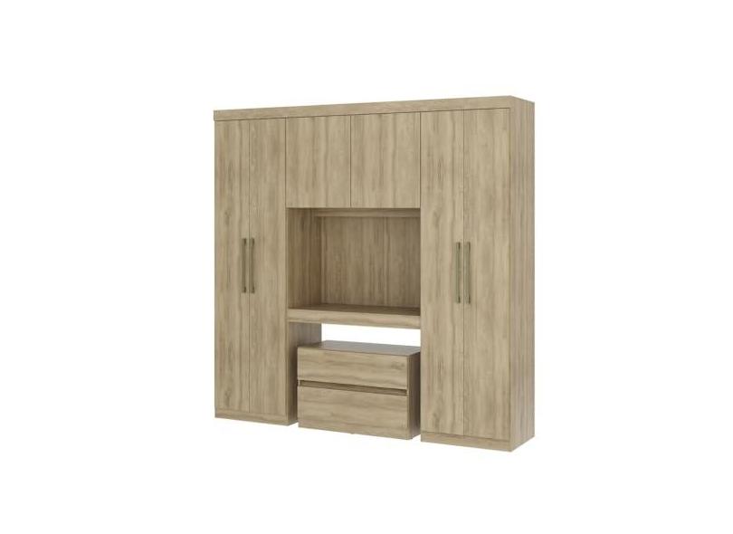 Guarda Roupa Solteiro 6 Portas 2 Gavetas Porto Noce Com Painel de Tv ...