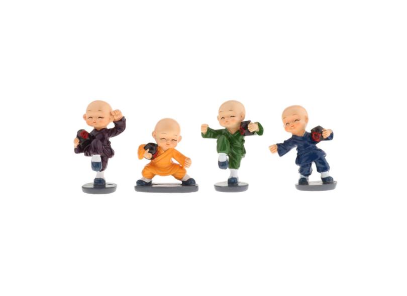4pcs Cute Little Monges Monges Estátua Estatueta Tradicional Chinesa ...
