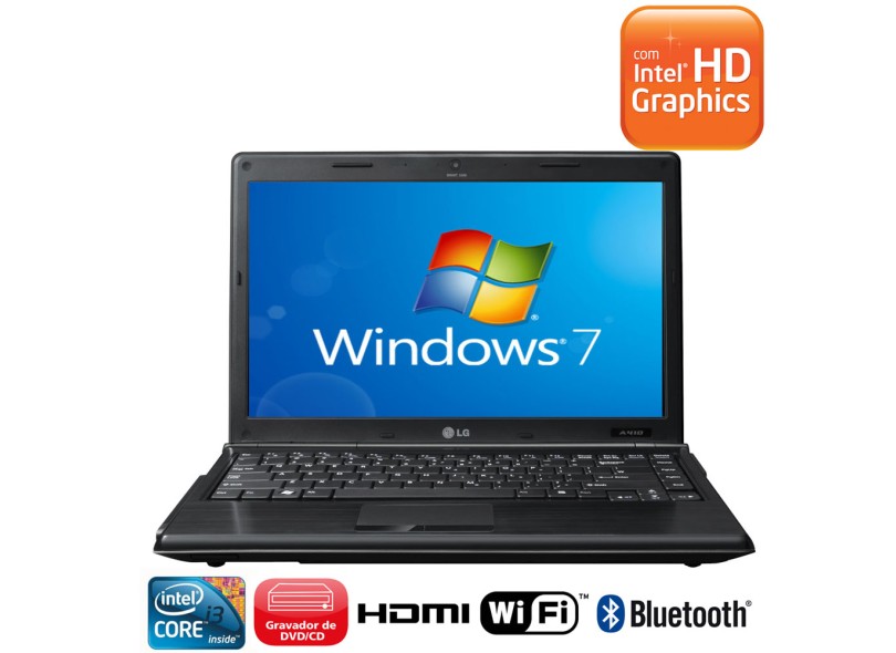 Notebook LG Intel Core i3 390M 3GB de RAM HD 500 GB LED 14" Windows 7 ...