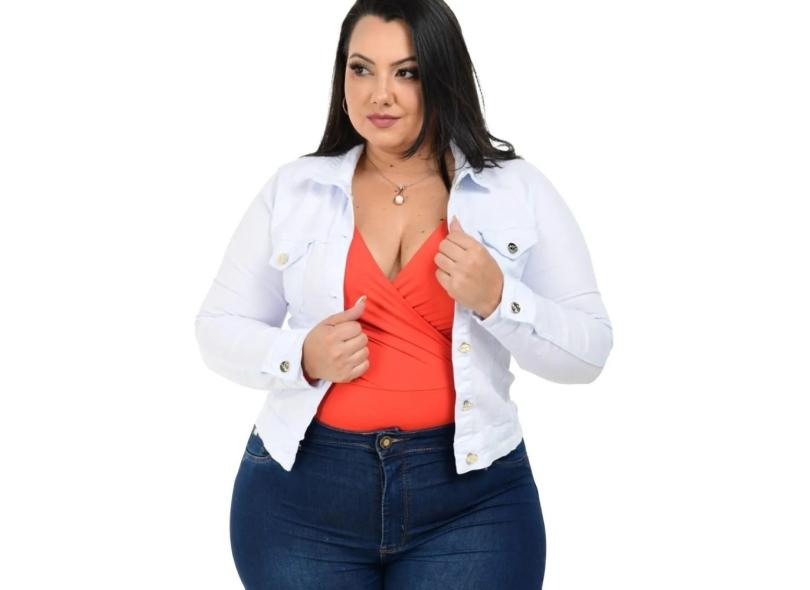 Jaqueta Jeans Feminina Plus Size Com Lycra com o Melhor Preço é no Zoom