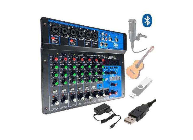 Mesa De Som 8 Canais Interface Usb Bluetooth Mxt Mx-8t 24 Efeitos com o ...