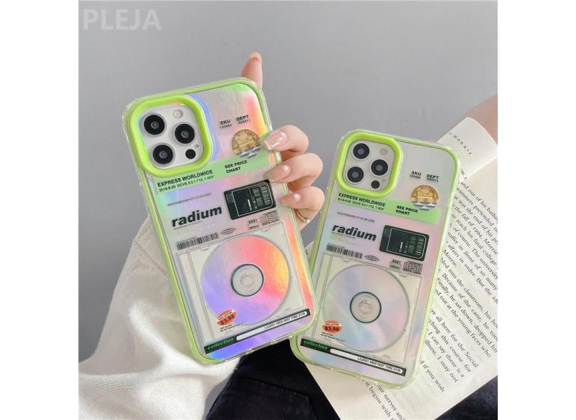 Moda cd disco laser cartão bonito caso de telefone para o iphone 12 11 pro max 7 8 plus x xr xs ...