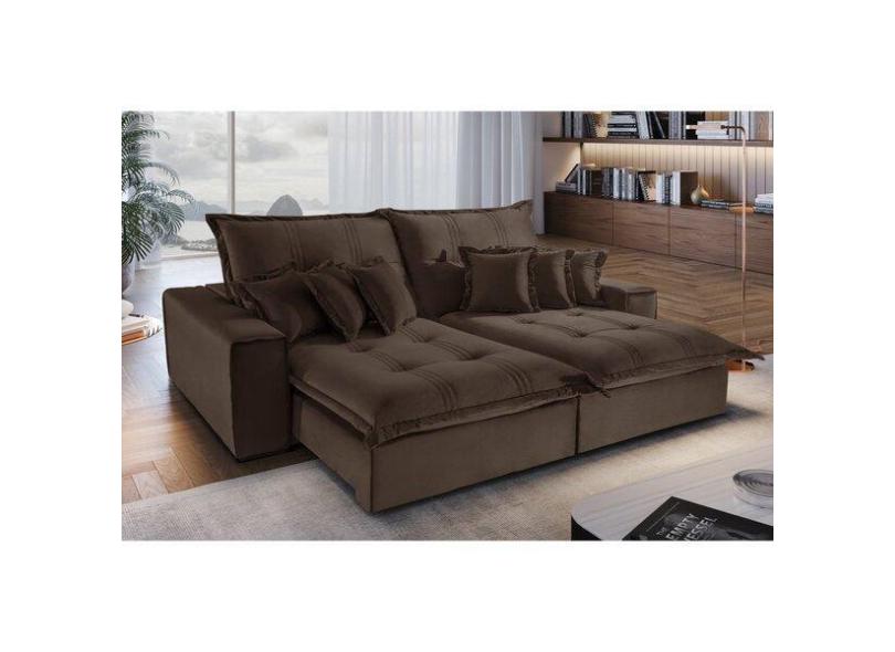 Sof 3 Lugares Retr til E Reclin vel 250cm Noronha Marrom em Promoção é ...