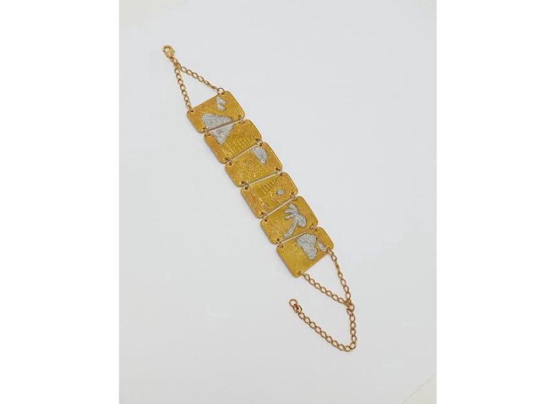 Pulseira bracelete trabalho escrava banhado ouro 18K super exclusiva ...