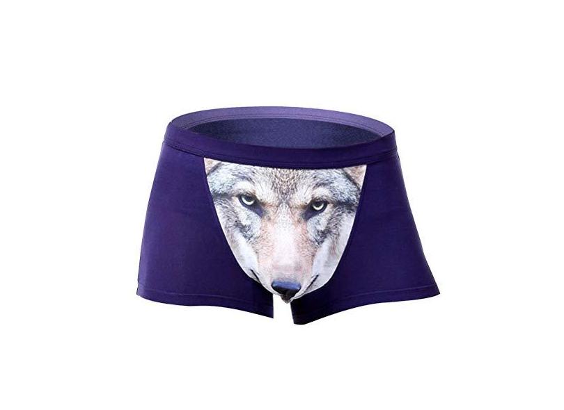 Cueca boxer masculina 3D com estampa de animal com cabeça de lobo ...
