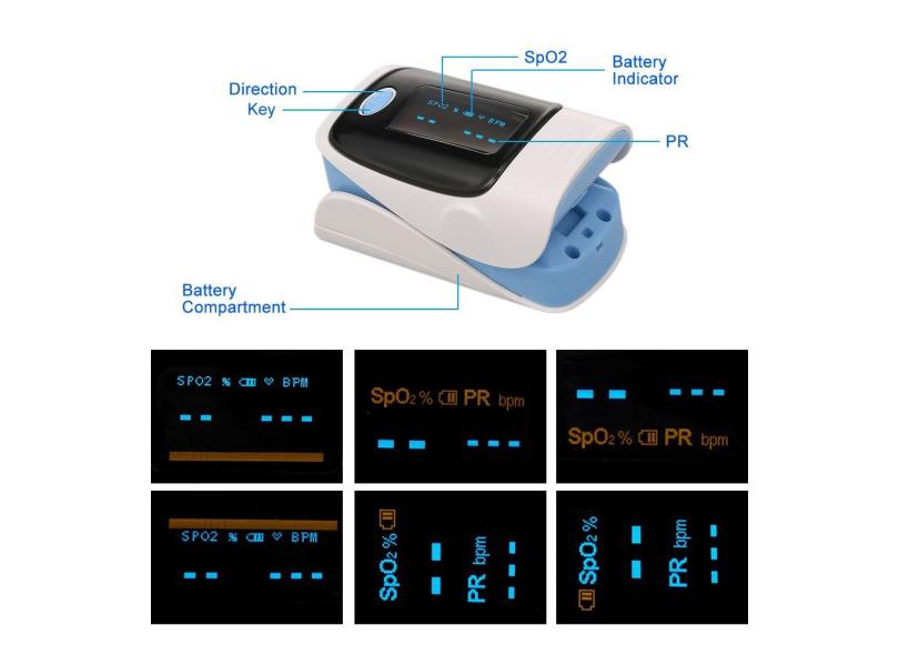 Dedo pulso de oxigênio Oxímetro de sangue digital para Dedo SPO2 pr com ...