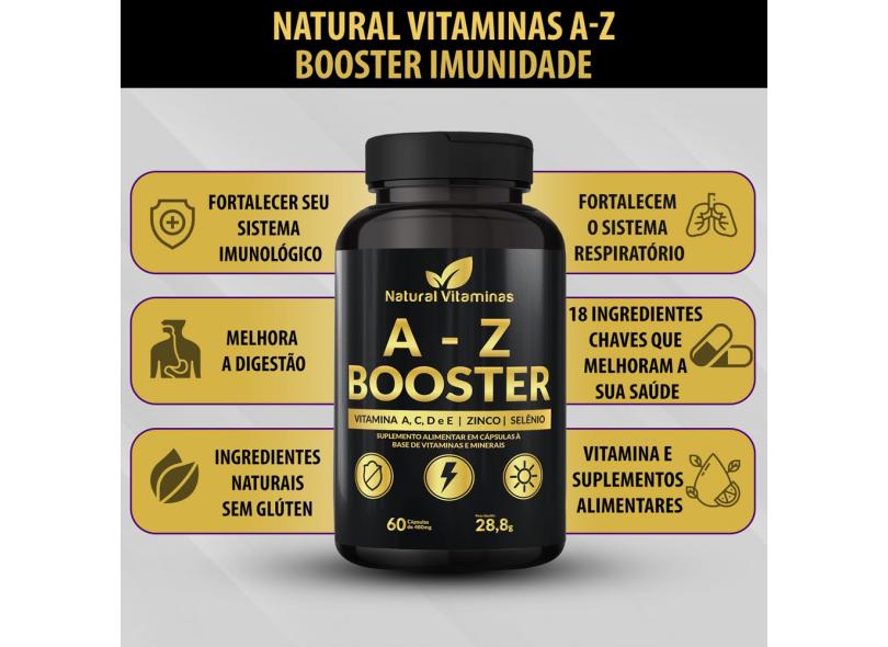 A-Z Booster Imunidade - 2 Potes de 60 Cápsula de 480mg. Contem Potássio ...