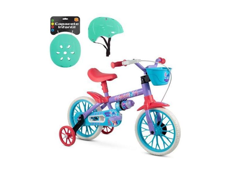 Bicicleta Aro 12 Com Rodinhas Do Stitch Bike Disney Capacete - Nathor ...