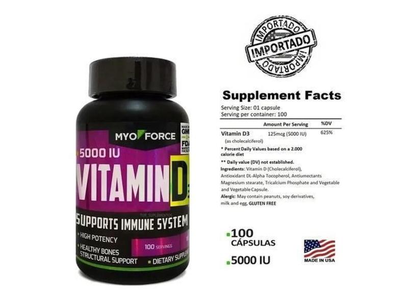 Vitamin D3 5000 Ui - 100 Cápsulas - Myo Force com o Melhor Preço é no Zoom