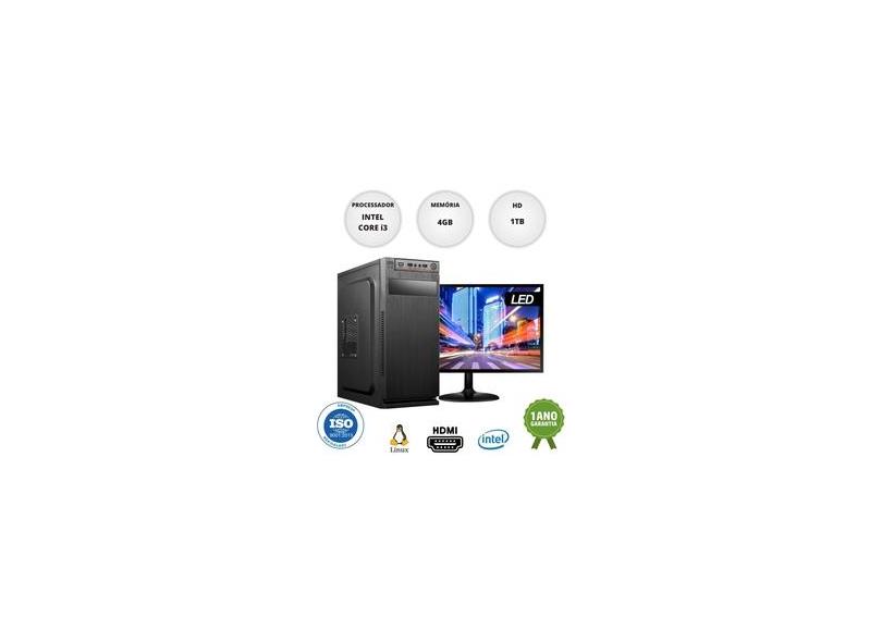Computador PC CPU Completo Intel Core i3 4Gb 1Tb Monitor 19 LED HDMI ...