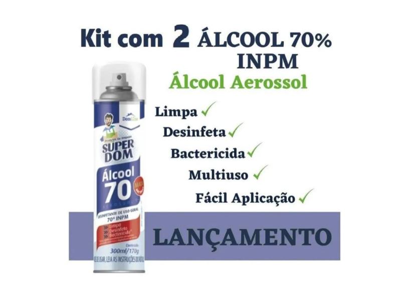 Álcool Spray 70 Super Dom 300Ml 2 Unidades com o Melhor Preço é no Zoom