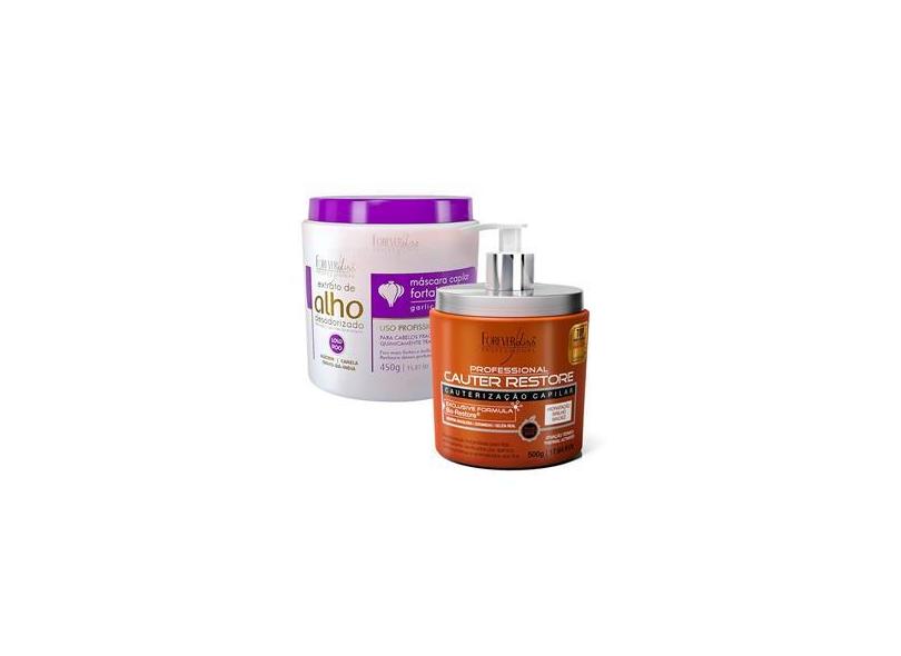 Kit Forever Liss Cauter Restore 500g Máscara Alho 450g Com O Melhor