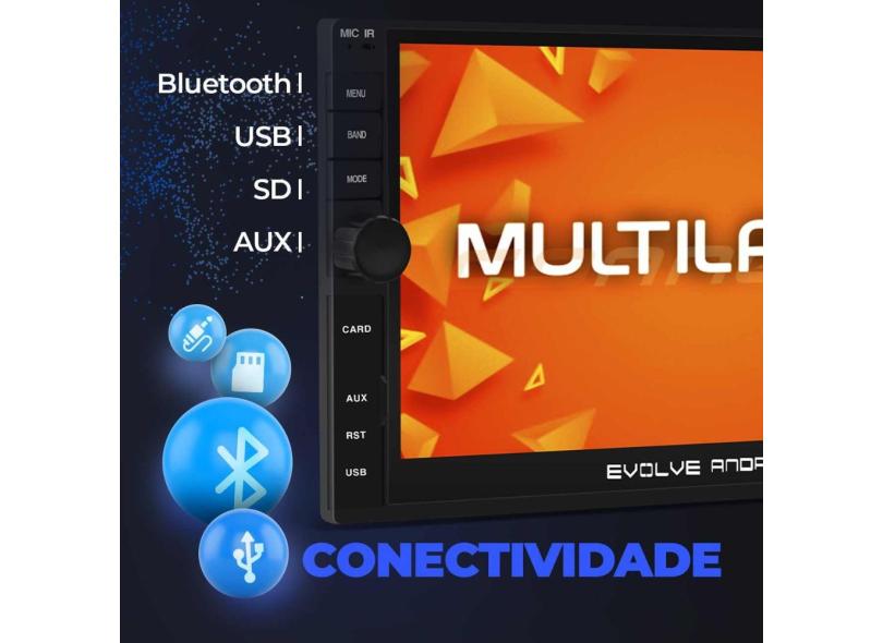 Central Multimídia Evolve Infinity Multilaser MP5 Moldura 2Din 7" Toro Mobi Uno Espelha Android ...