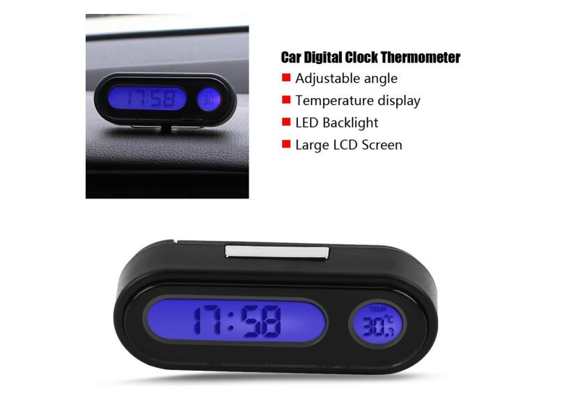 Relógio eletrônico para carro 2 em 1 carro veículo interior mini ...