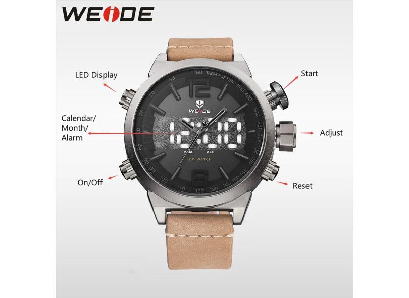 Weide WH6101 Dual Display Dois Movimento Quartz Digtal Men Watch ...