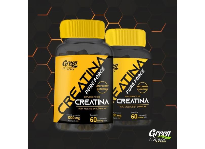 Creatina Pure Force 100mg 60caps Green Nutrition - Kit Com 2 Un com o ...
