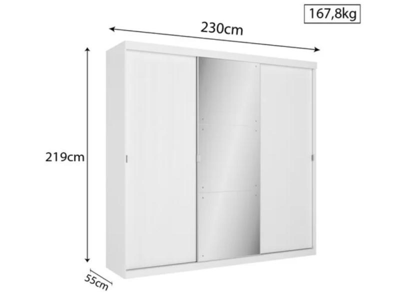 Guarda-Roupa Casal 3 Portas 4 Gavetas Prime Plus Glass THB Móveis com o ...