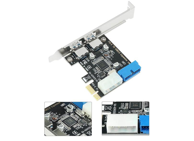 Pci-e Para USB 3.0 Expansão Cartão F2T2 20pin computador desktop ...