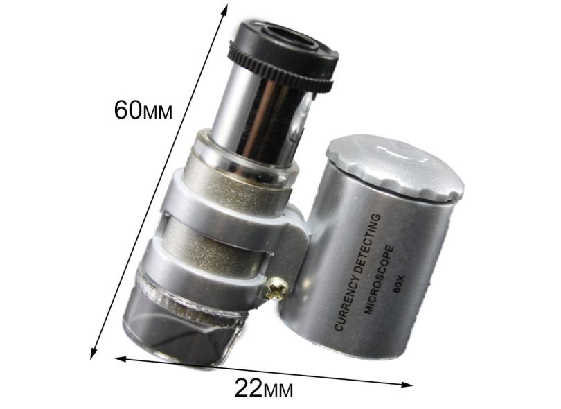 Lupa de vidro durável para microscópio de bolso 60X com lupa e luz ...