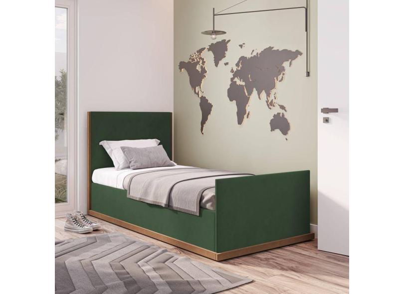 Cama Revestida Em Tecido Solteiro Hellen Veludo Verde - Luxo Estofados ...