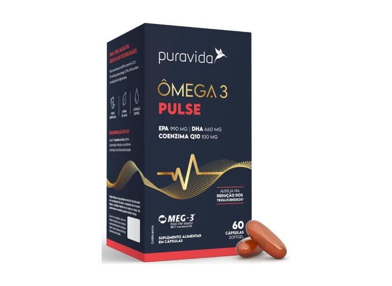 Ômega 3 Pulse Concentrado Com Coenzima Q10 100Mg 60 Cápsulas Pura Vida ...