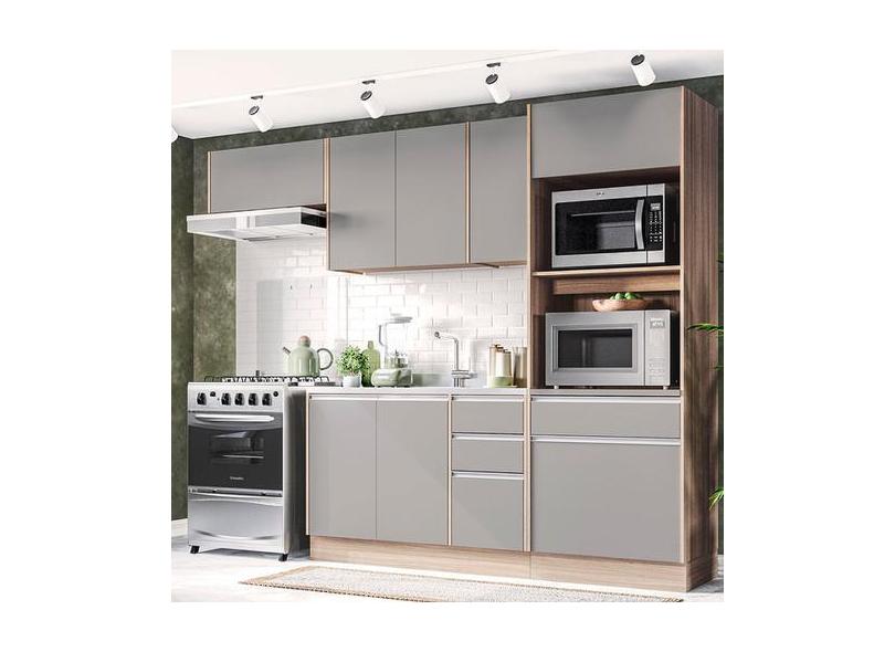 Cozinha Completa Campanele 8 Portas 4 Gavetas Castanho/Cinza - Politor ...
