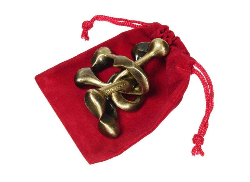 Quebra-cabeça Hanayama Trinity de nível 6 de dificuldade com bolsa com ...