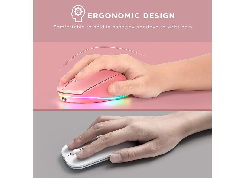 Mouse sem fio LED, seenda Ultra Silent Rechargeable Light Up Mouse com ...