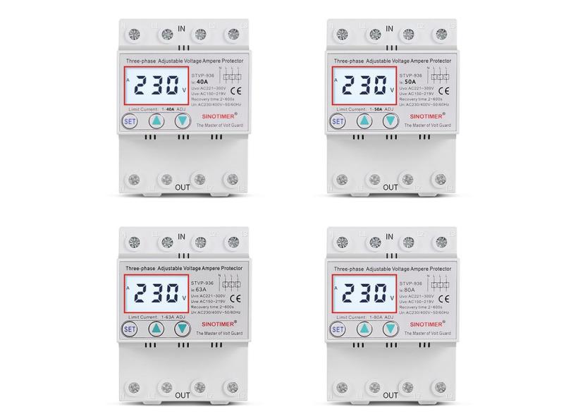 Din Rail 3 Phase Tensão Relé 380V voltímetro sobre e sob tensão ...
