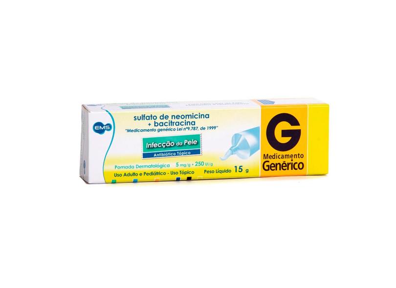 Sulfato de Neomicina 5mg + Bacitracina 250UI Pomada EMS com 15g 15g ... Sulfato de Neomicina 5mg + Bacitracina 250UI Pomada EMS com 15g 15g ...