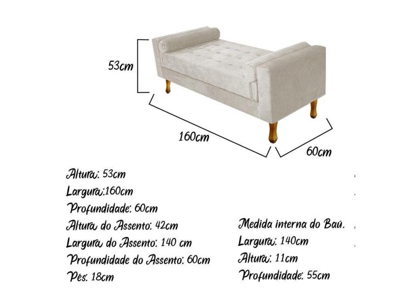 Recamier Félix Queen Size 160cm Suede Bege com o Melhor Preço é no Zoom