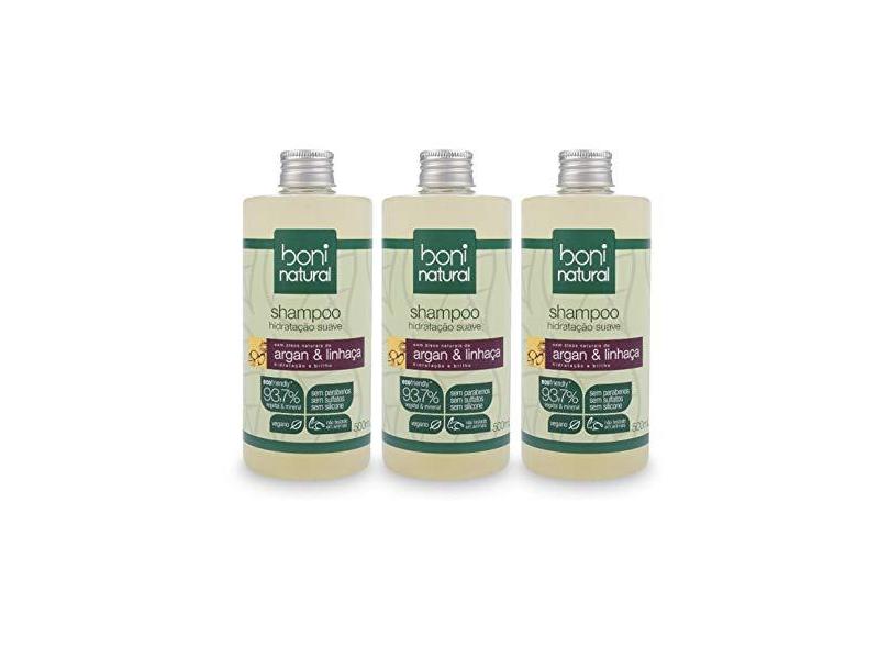 KIT 3 Shampoo Boni Natural Argan e Linhaça 500ml com o Melhor Preço é ...
