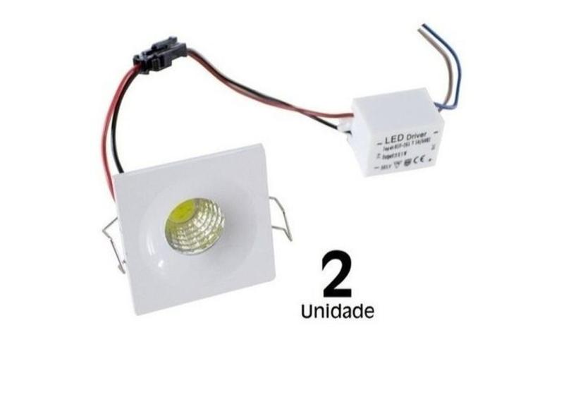 Kit 2 Mini Spot Led Cob 3w 4000k Embutir Quadrado 4,5x4,5cm com o ...