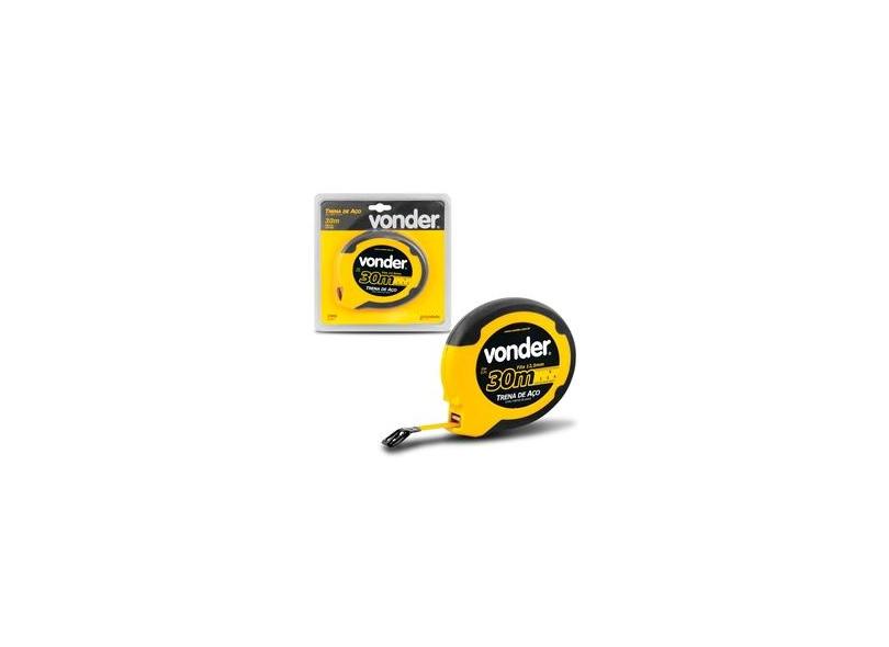 Trena Fita de Aço 30 Metros Vonder Plus Milímetros e Polegadas Trava e ...