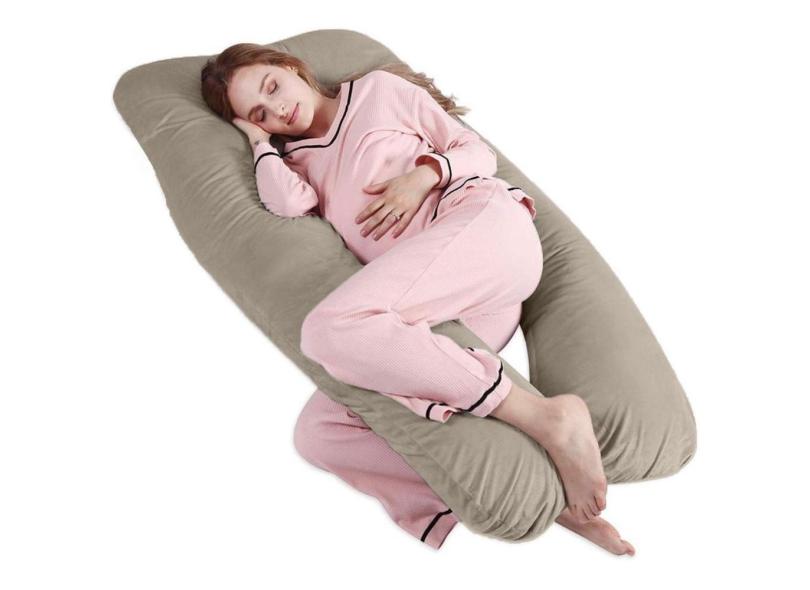Travesseiro De Corpo Para Gestante Gravida 100% Algodão Bege em ...